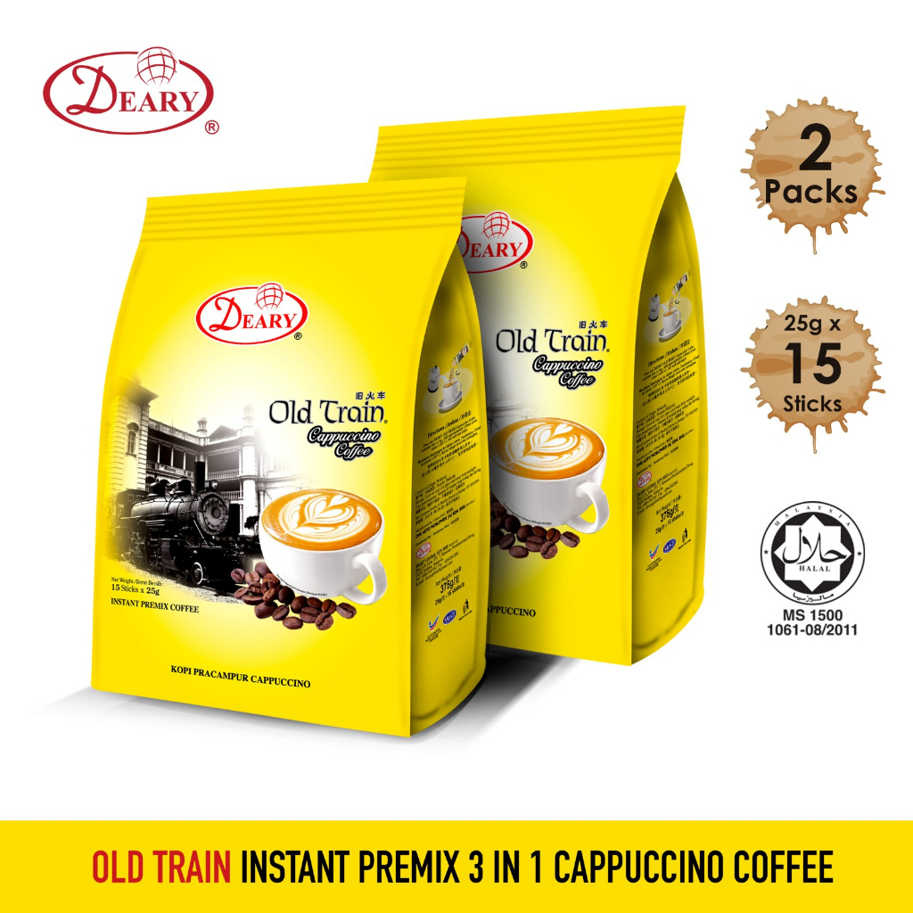 Deary Old Train Instant Premix 3-In-1 Cappuccino White Coffee (2 Packs ...