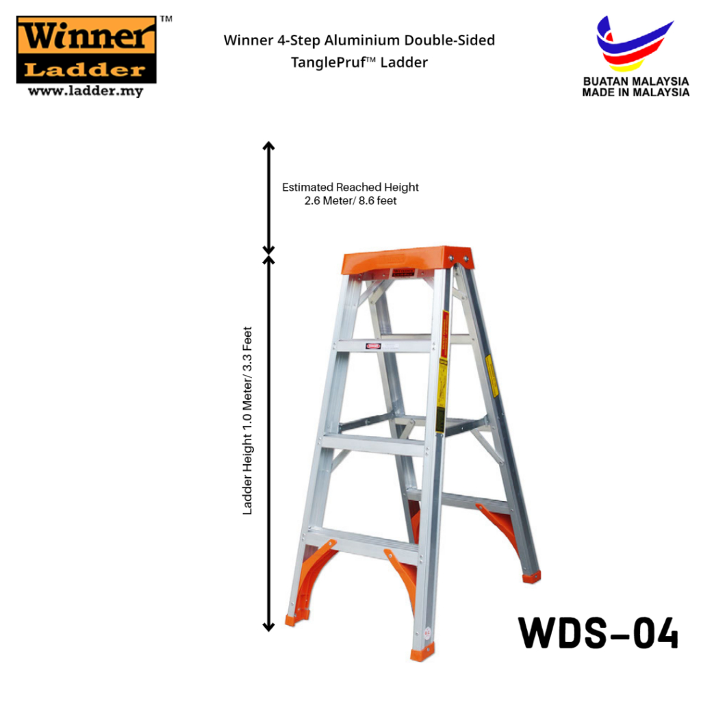 Winner Ladder 4/5/6/7/8-Step Aluminium Double-Sided TanglePruf™ Ladder ...