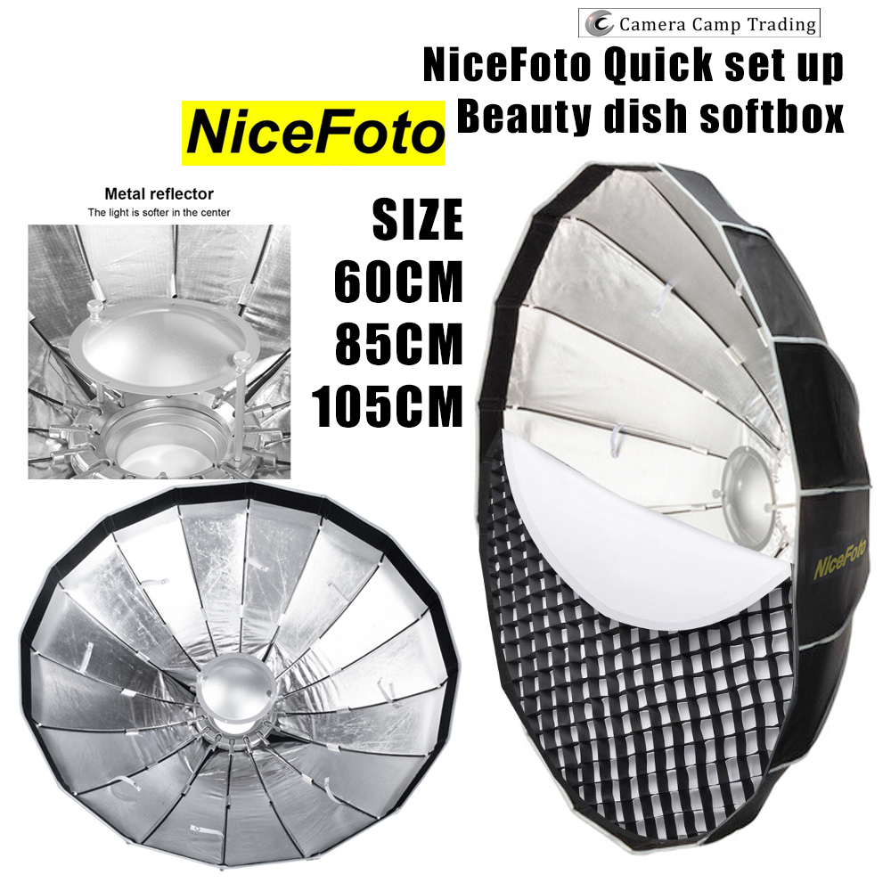 Nicefoto Quick Set-up Beauty Dish Softbox 60cm 85cm 105cm or MK60/90cm ...