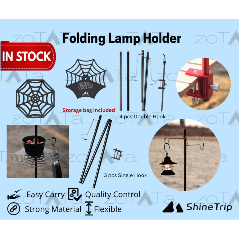 ShineTrip Aluminum Alloy Lamp Pole Double Hanger Adjustable Portable ...