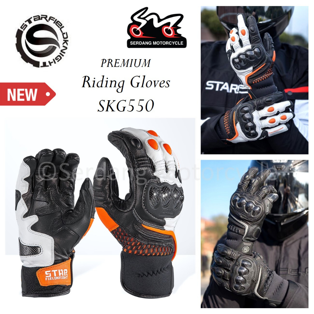 Star Field Knight SKG550 Premium Full Leather Riding Gloves Sarung ...