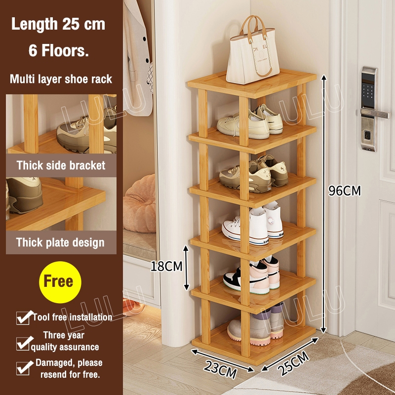 LULU Bamboo Shoe Rack Rak Kasut 5/6/7/8/9 Layers Rak Kasut Kayu Shoe ...