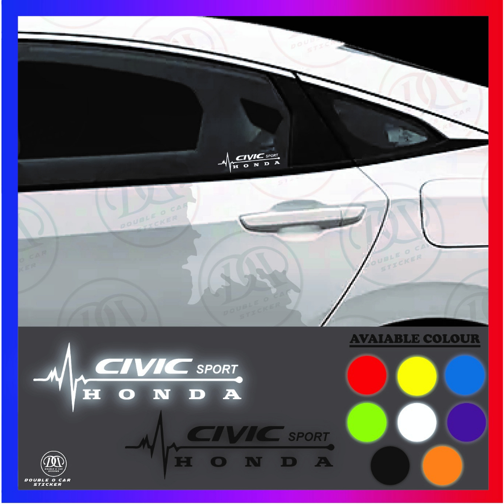 [Ready Stock] 2pcs Honda Civic side window sticker KI00594 | Shopee ...