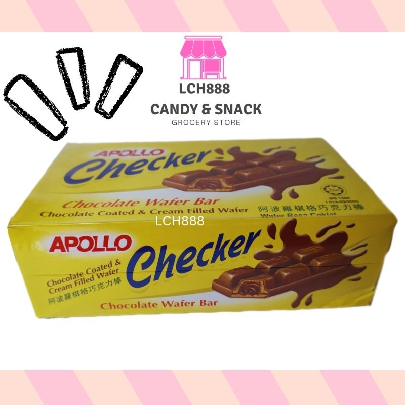 [24PACKET] Apollo Checker Chocolate Wafer Bar/ Wafer Rasa Coklat ...