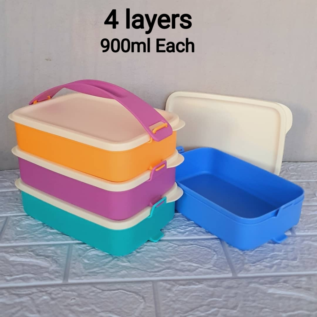 Tupperware Click to Go Tiered Lunch Box Set (4 Layers) | Shopee Malaysia