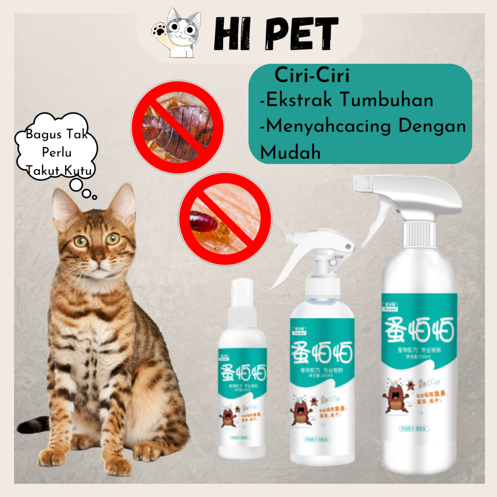 HI PET Fungus Kutu Bau busuk Multipurpose Pets deodorant Anti Flea Spray Kucing Cat Dog Kurap ...