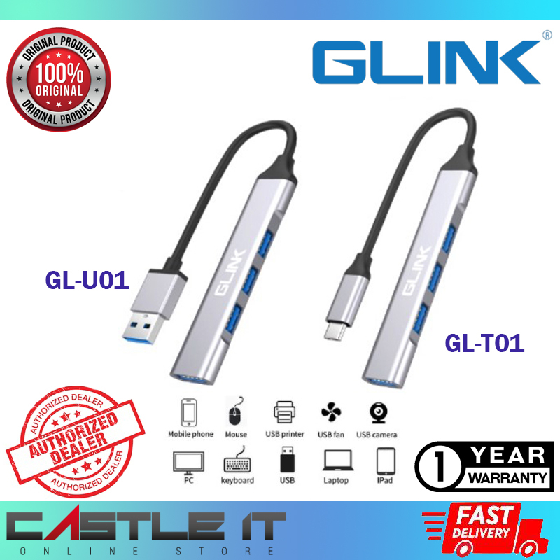 GLINK GL-T01 TYPE0C TO 4 PORTS HUB/GL-U01 USB 3.0 TO 4 PORTS HUB FOR ...