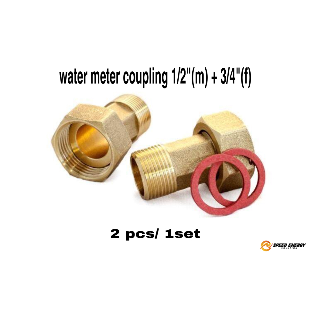 Water Meter Coupling 1/2” brass (2pcs/set) #MURAH | Shopee Malaysia