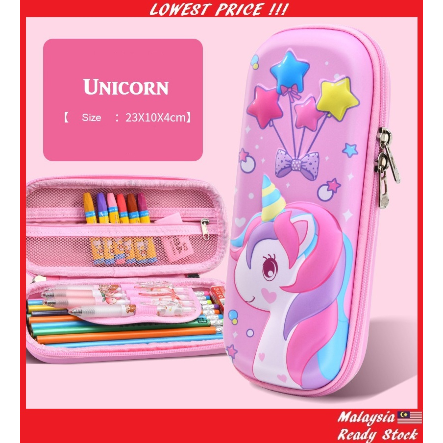 Pencil Box 3D Unicorn Cartoon Cute School Student Pencil Box Pen ...