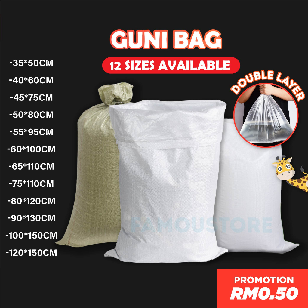 1PC Large PP Woven Guni Bag Sand Courier Storage Plastic Gunny Sack ...