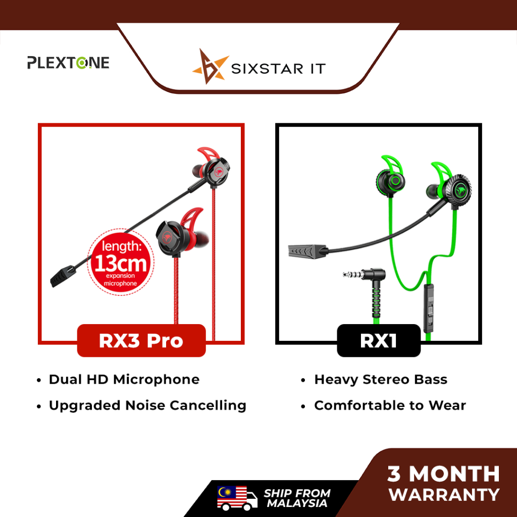 Plextone Xmowi RX3 Pro / RX1 Gaming Earphone With Microphone In-Ear ...