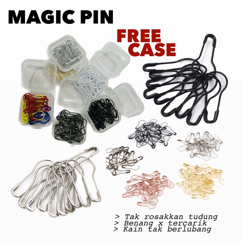 MAGIC PIN WITH CASE BUTANG TUDUNG PIN TUDUNG TAK ROSAKKAN TUDUNG | Shopee Malaysia