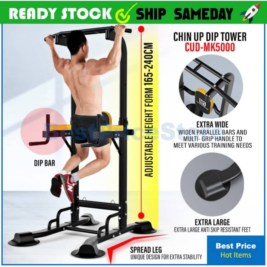 Power Chin Up Tower Multi function Adjustable Pull Dip Home Gym Workout ...
