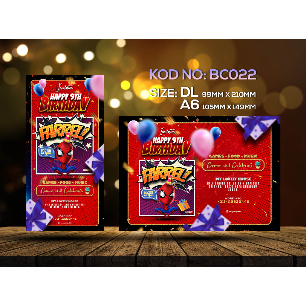 Kad Hari Jadi / Kad Jemputan / Birthday Party Invitation Kod No. BC022 ...