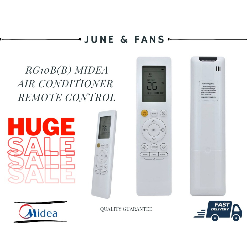 New RG10B(B)/BGEF For Midea AC A/C Remote Control RG10B(B2)/BGEF RG10B1(B)/BGEF | Shopee Malaysia