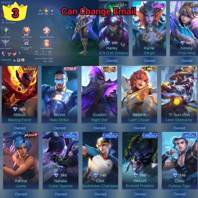 MLBB ML ACCOUNT 🔥COLLECTOR GUSION + YSS🔥 | Shopee Malaysia