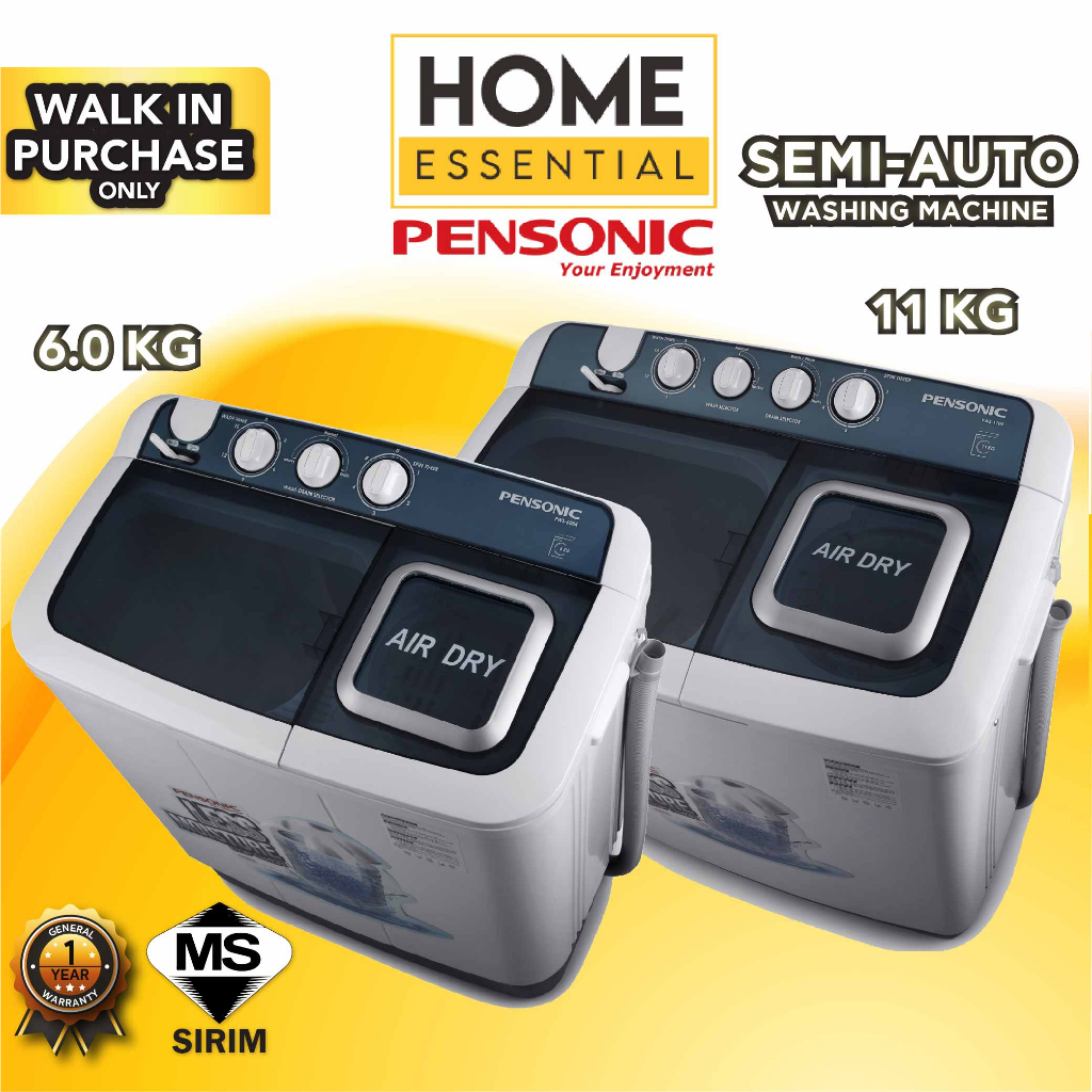 Pensonic 11KG Semi-Auto Washing Machine PWS-1104 | 6.0KG PWS-6004 ...