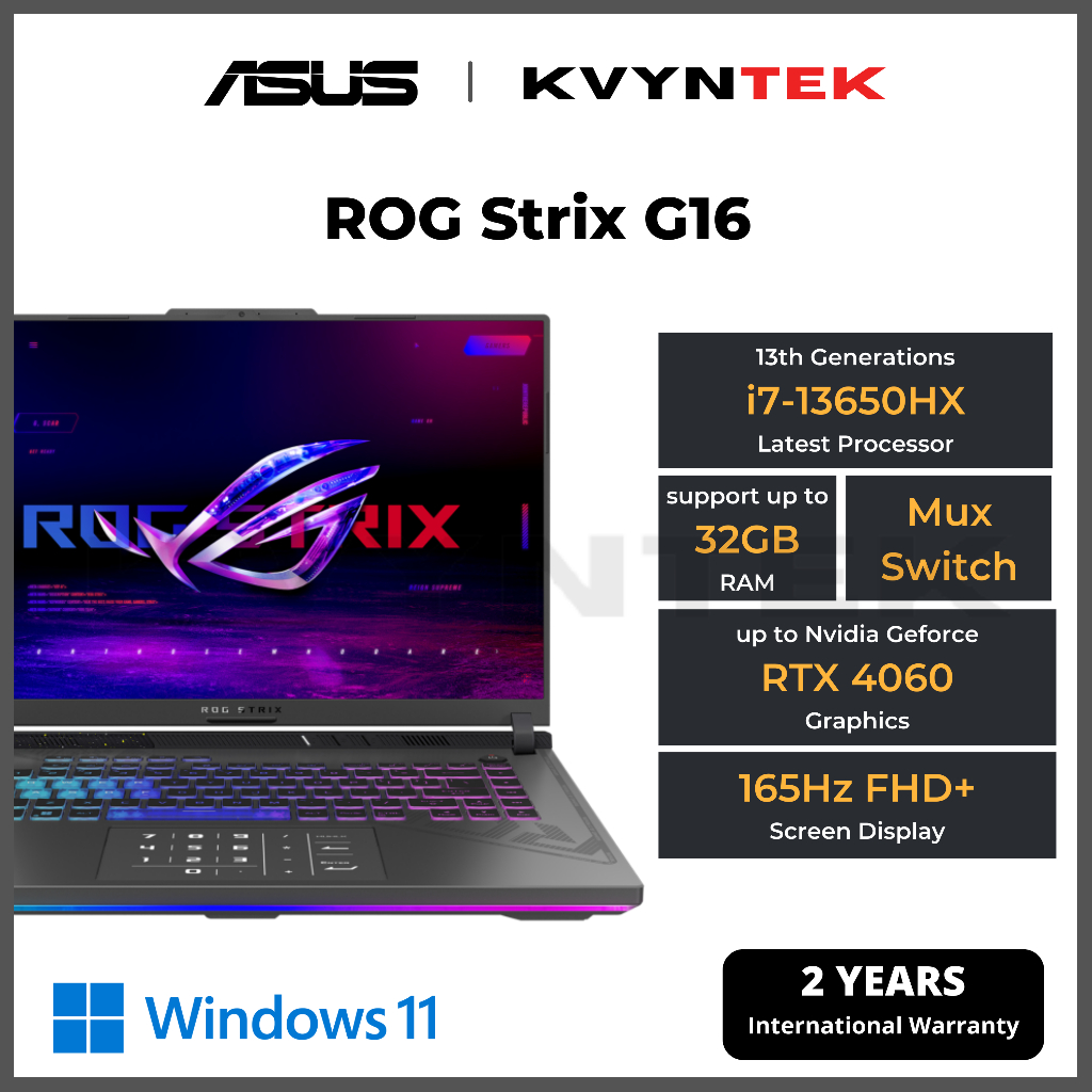 ASUS ROG Strix G16 ( G614 ) - i7 / RTX 4060 ( G614J-VN3144W 13th Gen ...