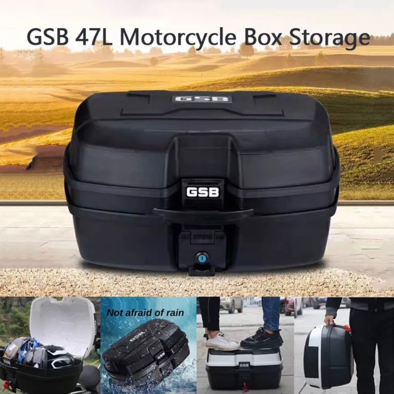 GSB Motorcycle Box Storage Top Box Extra Trunk Waterproof Detachable ...