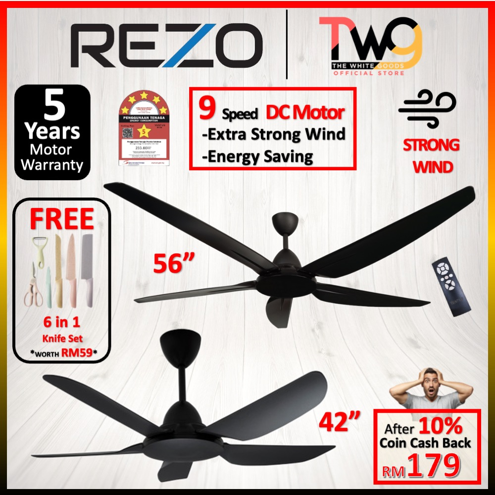 [FREE SHIPPING] Rezo Ceiling Fan VERA 56" /42 4 Speed Heavy Duty DC ...
