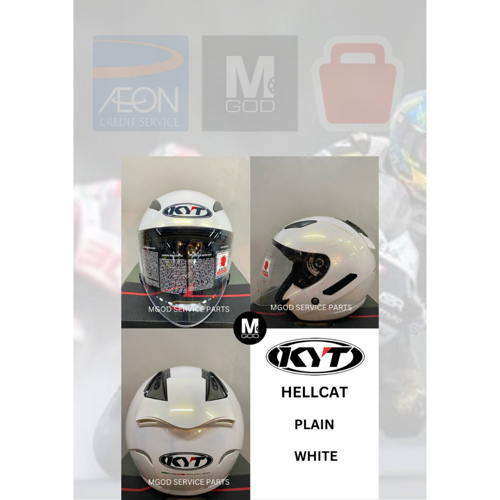 YWHL00W3 KYT HELMET PLAIN WHITE HELLCAT KYT MOTORCYCLE OPEN FACE 100% ...