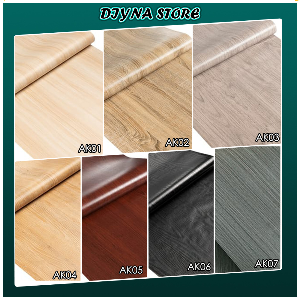Wallpaper PVC 60cm x 3M Wood Grain self adhesive Wallpaper corak kayu ...