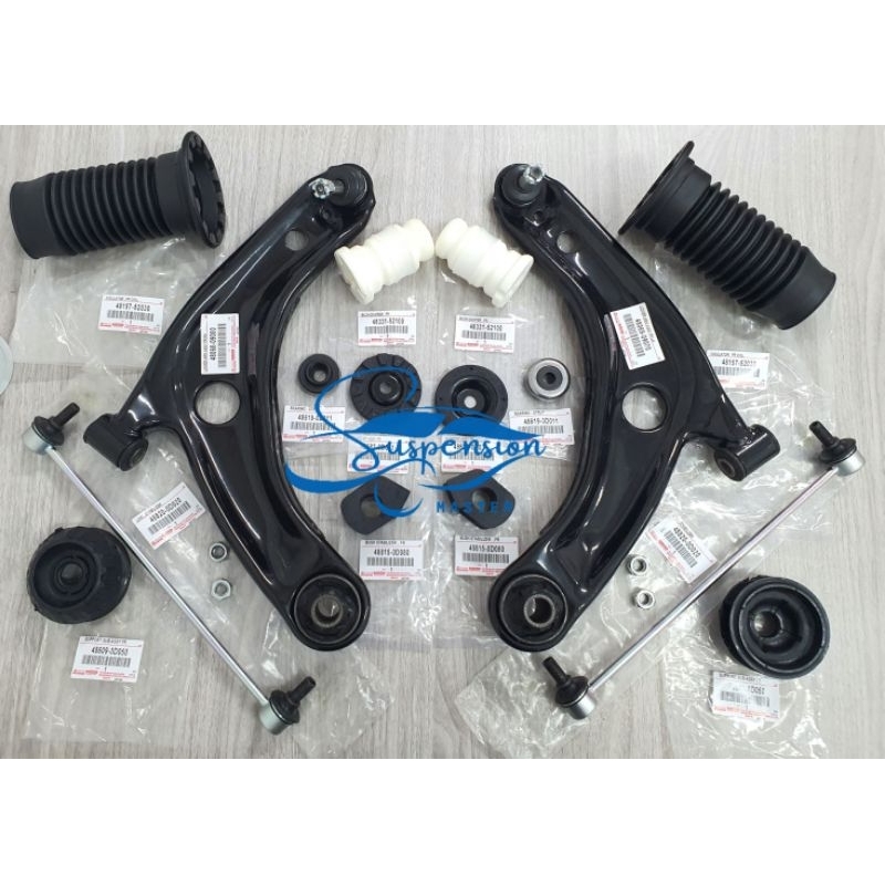 16 IN 1 SET- FRONT LOWER ARM/STABILIZER BUSH/LINK/COVER/MOUNTING /BEARING/DAMPER - TOYOTA VIOS ...