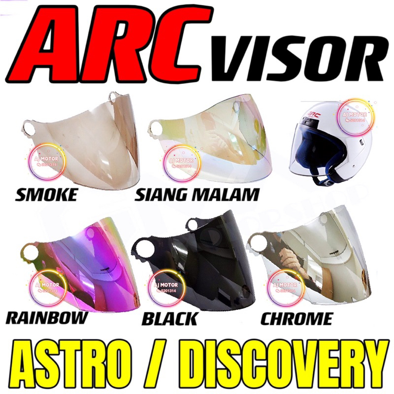 HELMET VISOR ARC FULL ASTRO / DISCOVERY CERMIN TOPI SMOKE SIANG MALAM ...