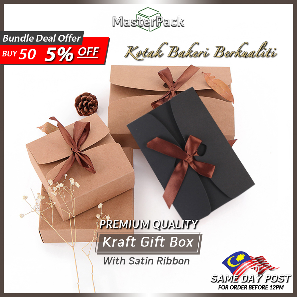 Gift Box Bakery Packaging Box Handmade Cake Cookie Dessert Ribbon Kraft ...