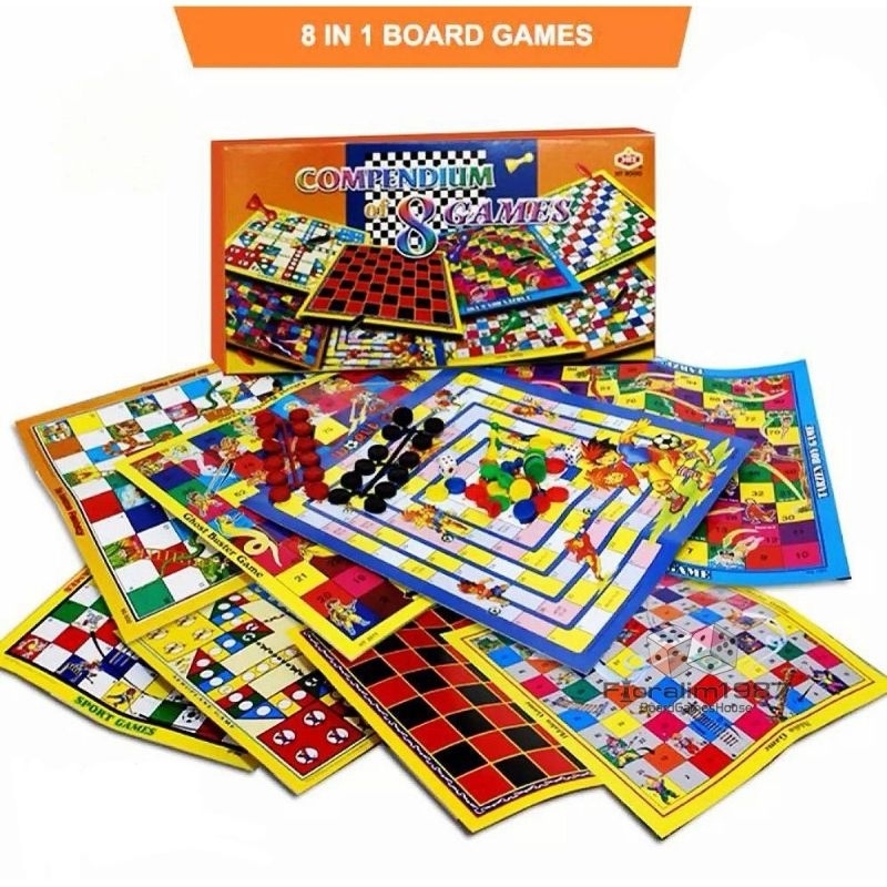 8 in 1 Compendium of 8 games Classic Game Board Games Snake Aeroplane ...