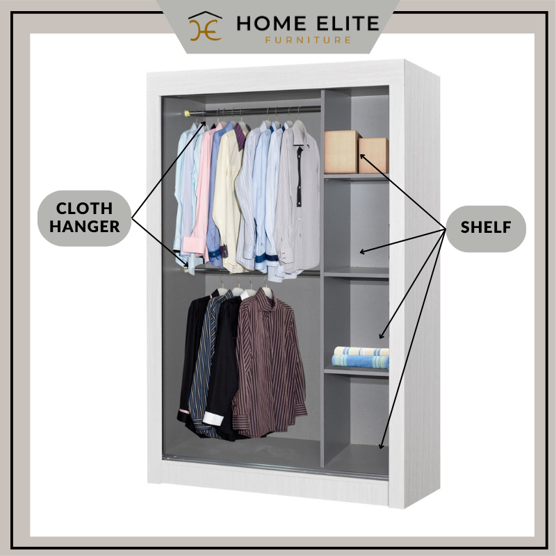 HOME ELITE Bedroom Set 3ft Sliding Door Wardrobe Queen Bedframe Single ...