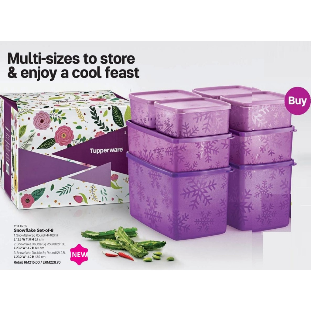 Tupperware Snow Flake Stor n Serve Set (8pc) | Shopee Malaysia