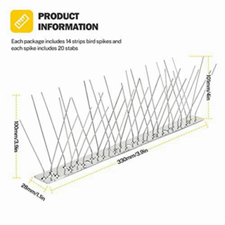 33cm Bird Repellent Mat Spikes S/Steel Animal Repeller Chase Birds ...