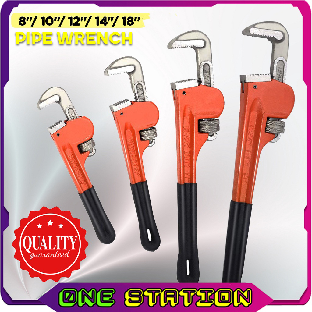 PIPE WRENCH Heavy Duty American Type Pipe Wrench Adjustable Plumbing ...
