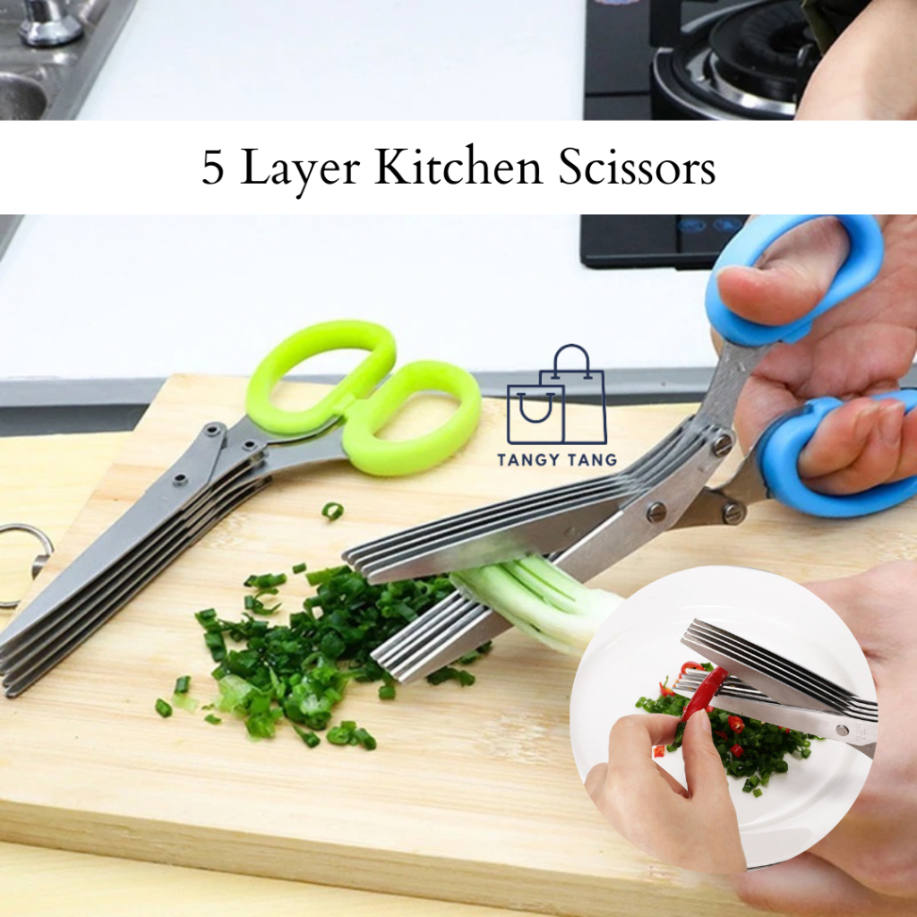5 Layer Kitchen Scissor Stainless Steel Herb Scissor Scissors Cutting ...