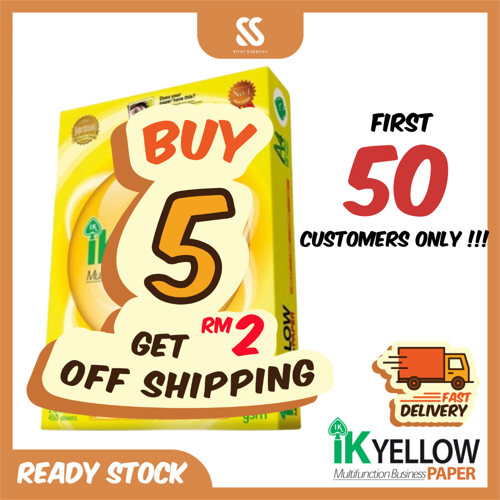 IK Yellow A4 Paper 70gsm | 450 sheets | 500 sheets | printing paper | Shopee Malaysia