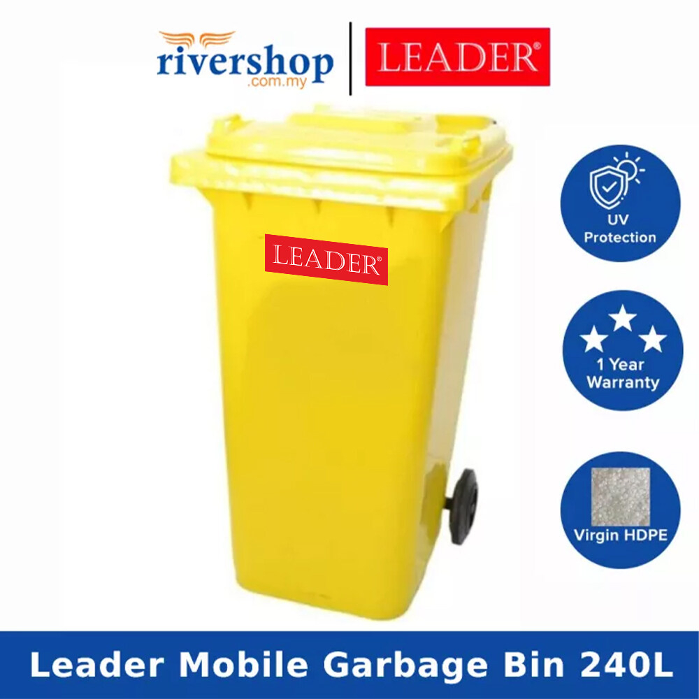 LEADER 240Litres Mobile Garbage Bin Plastic Dustbin Rubbish Bin Trash ...