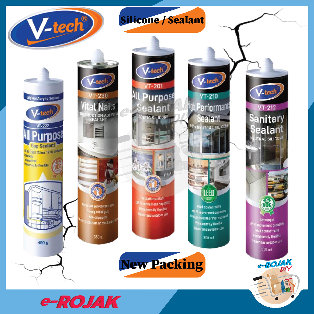 V-Tech Silicone Sealant & Adhesive Sealant 硅酮密封胶和粘合密封胶 | Shopee Malaysia