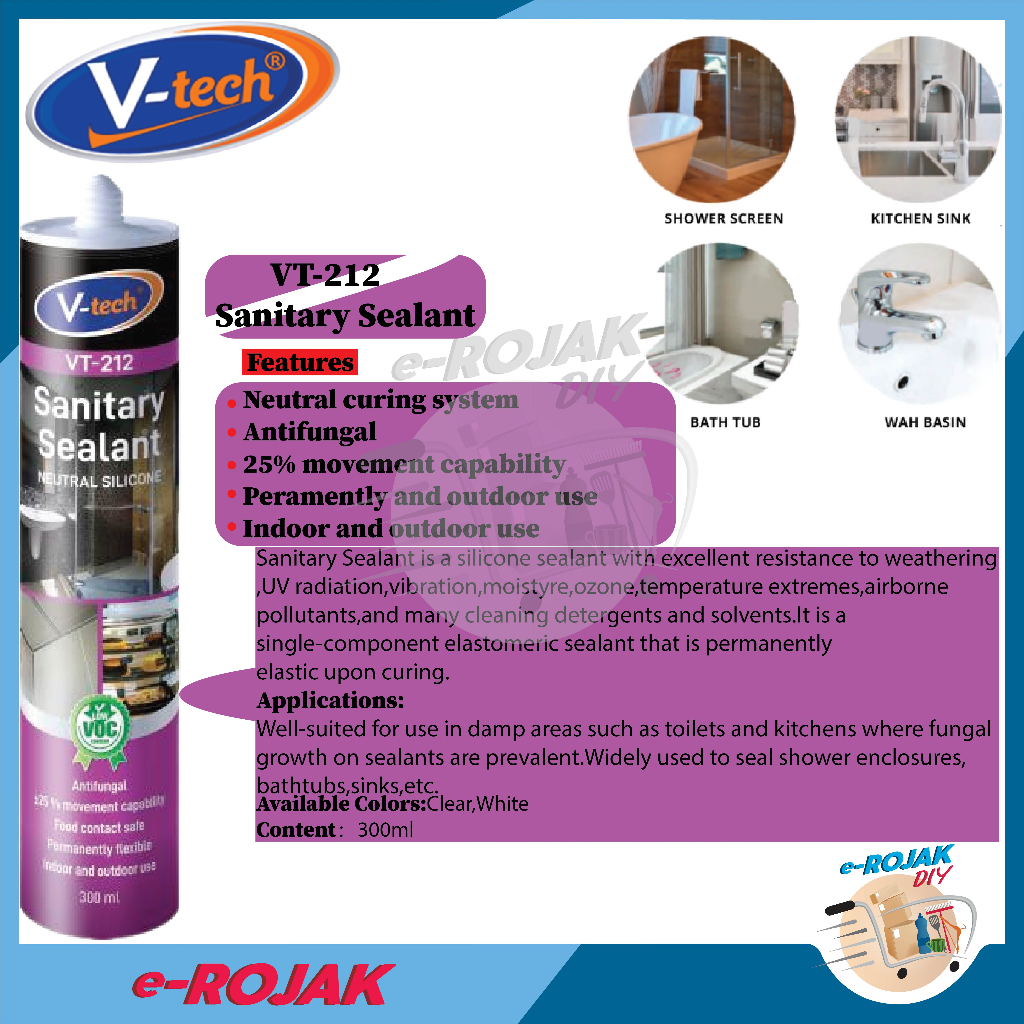 V-Tech Silicone Sealant & Adhesive Sealant 硅酮密封胶和粘合密封胶 | Shopee Malaysia