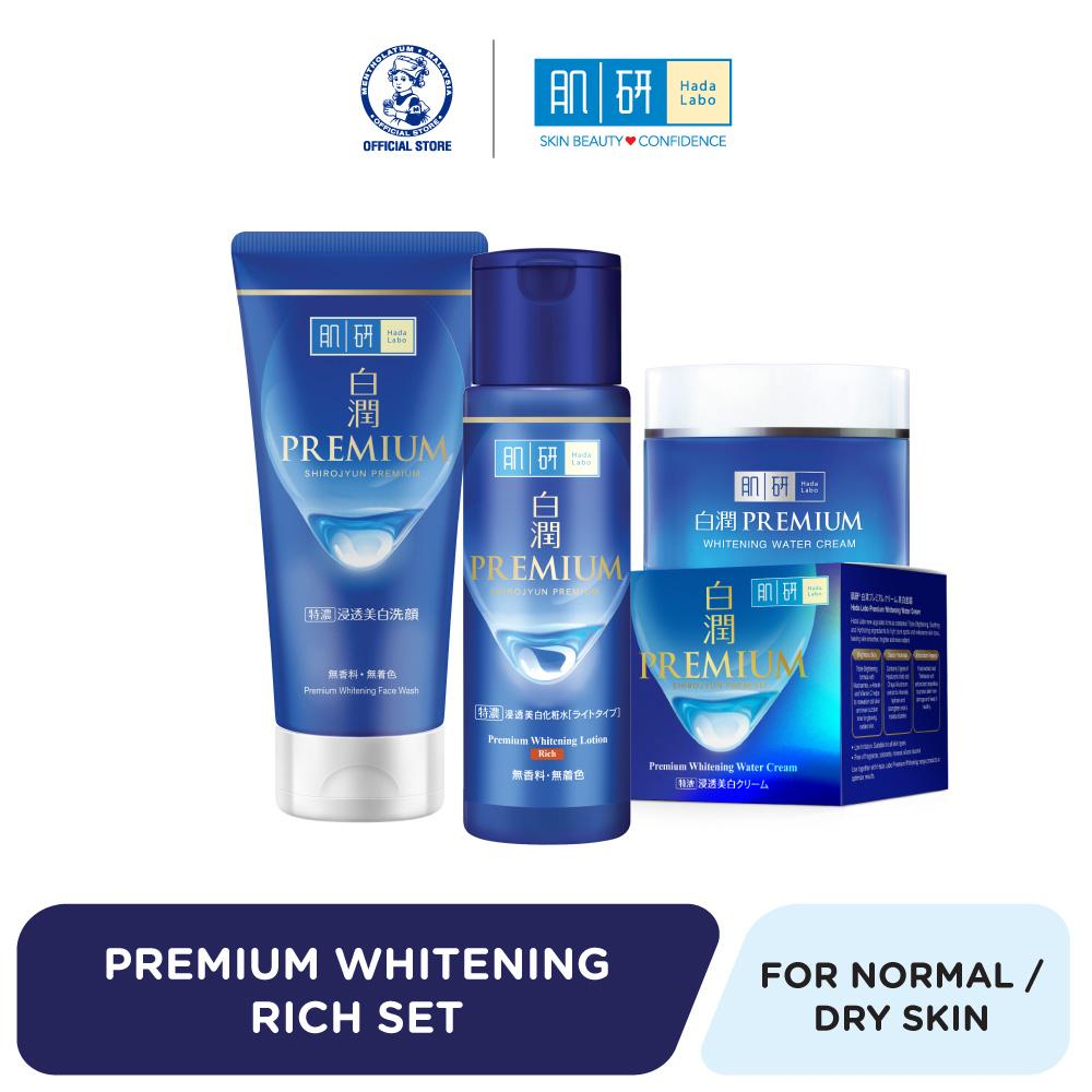 Hada Labo Premium Whitening Rich Set - Normal/Dry/Dehydrated Skin [Brightening/ Lighten Dark ...