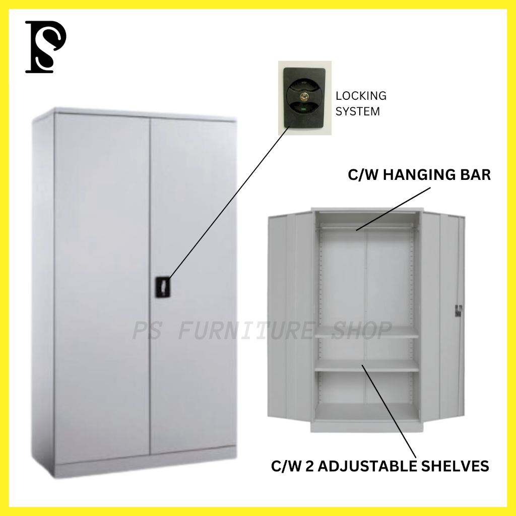 PS SHOP - Almari Besi / Metal Full Height Hanging Bar cabinet ...