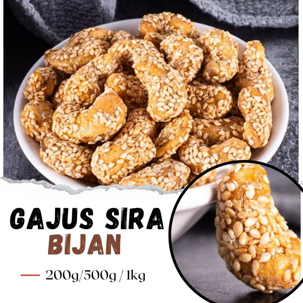 KACANG GAJUS SIRA BIJAN | CASHEW NUTS WHITE SASAME COATING | Shopee ...