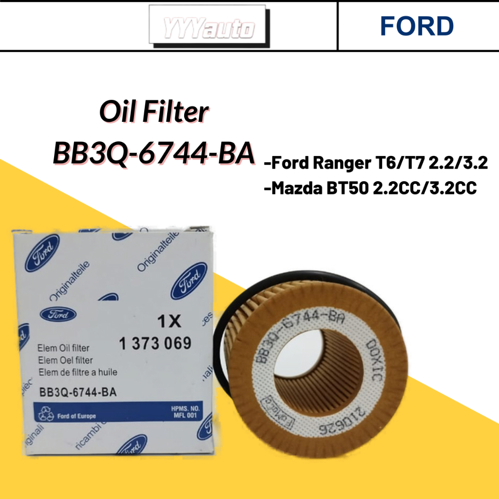 ORIGINAL OIL FILTER FORD RANGER T6 2.2 / 3.2 / MAZDA BT-50 (BB3Q-6744 ...