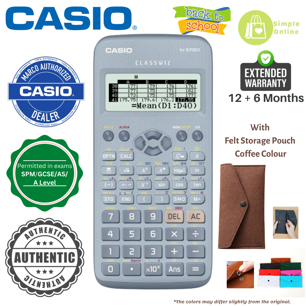 Genuine Casio FX-570EX-BU Blue ClassWiz Series Scientific Calculator ...