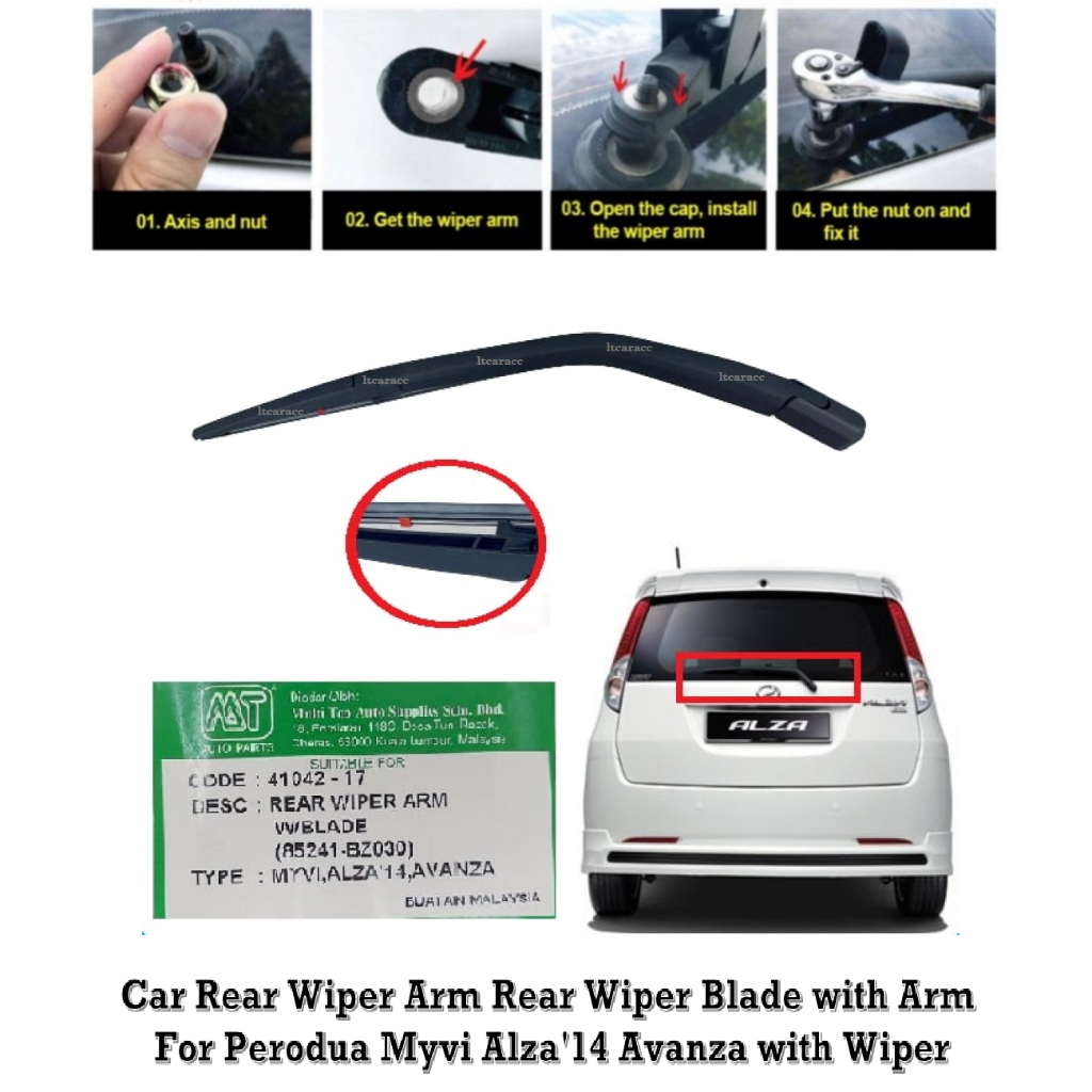 Car Rear Wiper Arm Rear Wiper Blade with Arm For Perodua Myvi Alza'14 ...