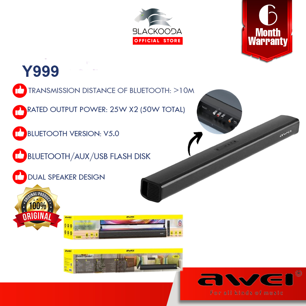 Awei Y999 50W Home Theater Wireless Bluetooth V5.0 Speaker TV Sound Bar ...