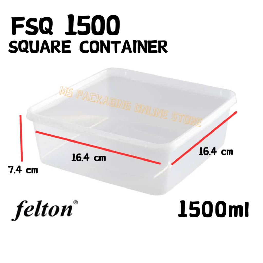 (1500ml)Microwavable Square Container FSQ1500(50set±) Disposable Plastic Food Container / Felton ...