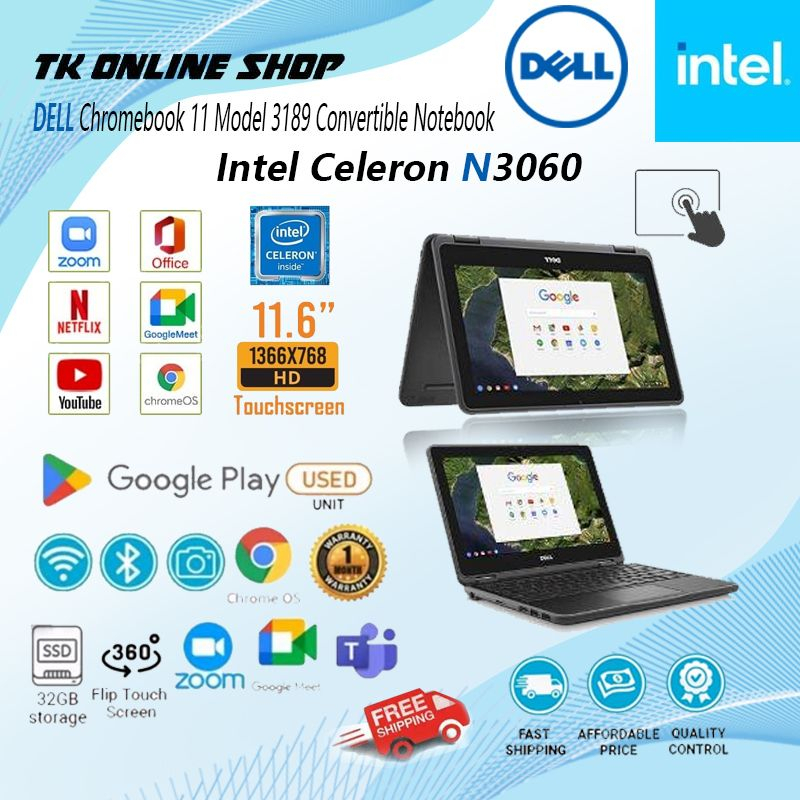 Dell Chromebook 11 3189 2 in 1 (Touch Screen + Play Store) - Intel ...