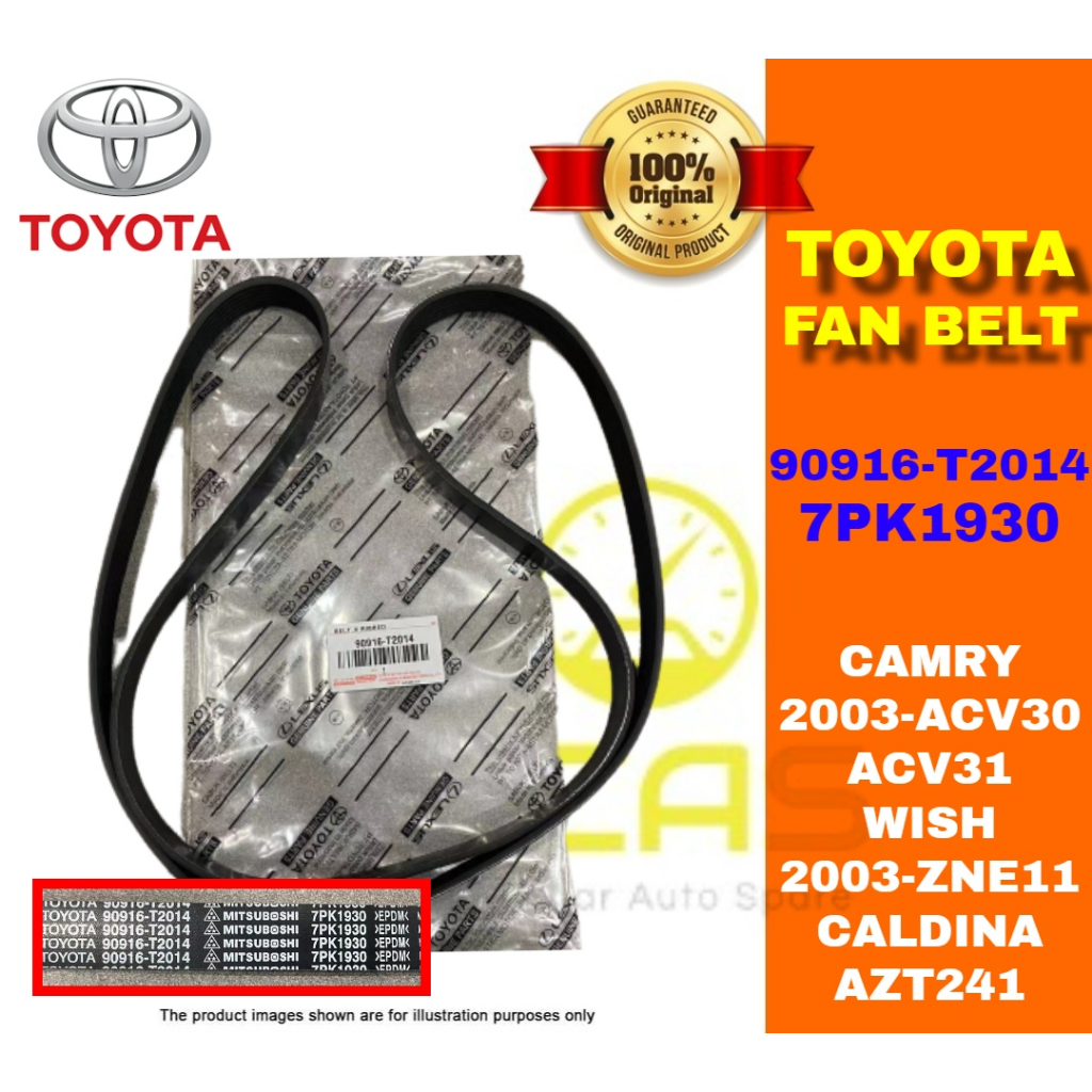 ( 100% ORIGINAL ) Toyota Fan Belt 90916-T2014 for Toyota Camry ACV31 ...