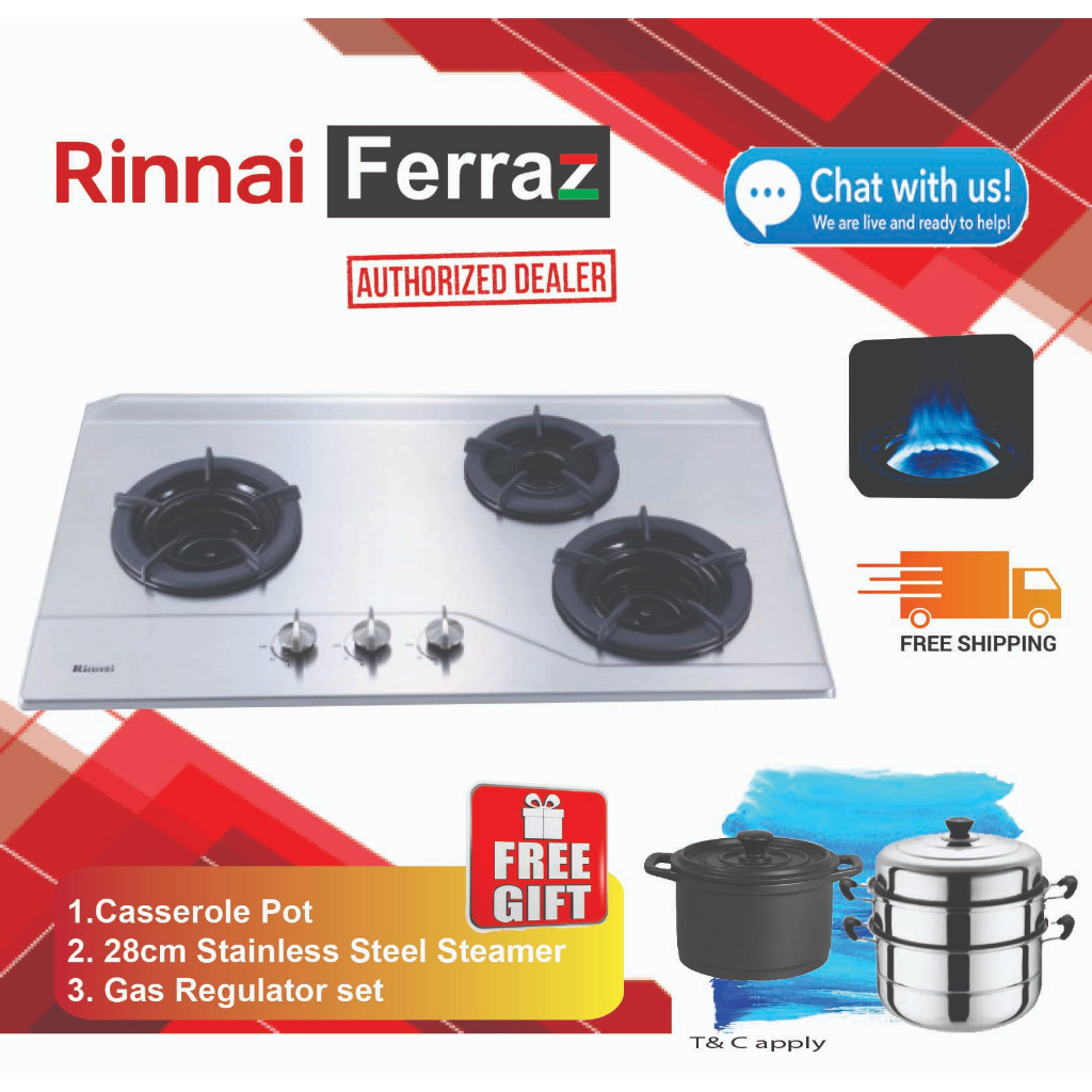 Rinnai RB-3SI-C-S Inner 3 Burner Gas Hob / Rinnai Gas Hob / Rinnai RB-3SI-C-S 3 Burners Gas hob ...
